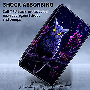 Case for Amazon Kindle Fire 7 Tablet (12th Generation 2022 Release) 360 Degree Rotating Swivel Stand PU Leather Cover with Auto Wake Sleep, Purple Owl