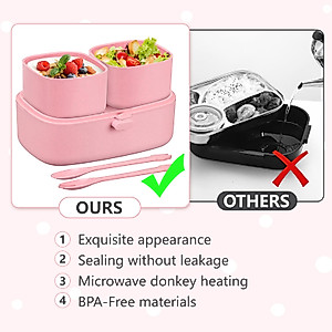 Bento Lunch Box with 8oz Soup Thermo for Kids Leak-Proof Food Containers 3 Compartments with Lunch Bag and Insulated Hot Food Jar for School Outdoors Office