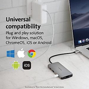 Kensington UH1400P 8-in-1 USB-C Hub with 85W Pass Through Charging Power Delivery, 4K 60Hz HDMI, Ethernet, MicroSD Card, 3 USB-A 3.2 for M1 /M2 Macbook Pro Air, HP, Lenovo, iPad Pro, Silver (K33820WW)