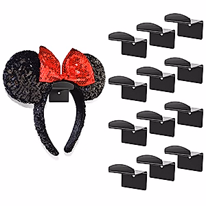 Modern JP Metal Adhesive Hooks for Disney Ears (12-Pack) - Optional Screws Included, Minimalist Disney Ear Holder, Strong Hold Headband Holder - Stainless Steel, Chrome Black