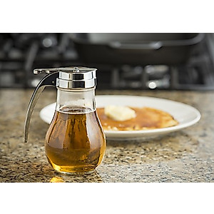 Tablecraft H414 Syrup Dispenser with Chrome Plated Metal Top, 14 oz, Clear
