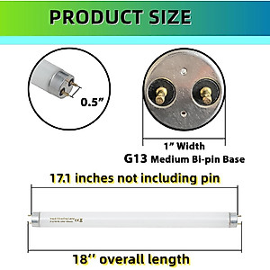 amgolibi 18 Inch 15 Watt Black Light Bulb F15T8/BL Replacement T8 BL Fluorescent Lamps for 30W Machine 350BL 365-nm Blue Light 6 Count