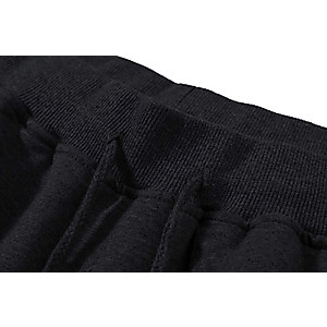 CRYSULLY Men Running Jogging Training Bike Sweatpants Workout Shorts with Zipper Pockets Black