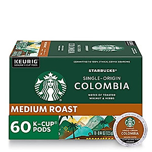 Starbucks Medium Roast K-Cup Coffee Pods — Colombia for Keurig Brewers — 6 boxes (60 pods total)