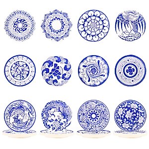 Bbiamsleep 24 Pieces 7 Inch Blue and White Plates Decorative Paper Plates Blue Floral and White Party Plates Birthday Plate Disposable Paper Plates Cake Dessert Plates for Bridal Wedding Tea Party