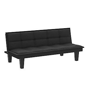 FANYE Modern Futon Sofa Convertible Sleeper Couch Bed, Soft Loveseat & Sofabed for Home Office Apartment Small Space Living Room Napping,Armless Love Seats W/Recliner Backrest,No Pillow, Black