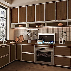 BAYYA Brown Walnut Wood Grain Wallpaper Waterproof Peel and Stick Wallpaper Decorative Furniture Stickers for Kitchen Cabinets Door Table Floor Shelf Drawer Liner Removable Self-Adhesive Film