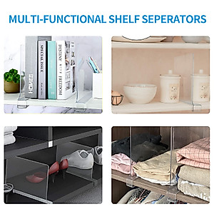 SUMAIDA Shelf Dividers for Closet Organization, Clear Acrylic Shelf Divider for Wooden Shelves, in Closets Shelf and Closet Separator in Bedroom, Kitchen and Office(6)