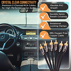 Elite Audio Pro Series 15ft. 6-Channel Car Audio RCA Cable - Triple Shielded, Brass Connectors, Oxygen Free Copper Noise Reducing Audio Cable for Amplifiers Subwoofers Speakers and Processors – PRO615