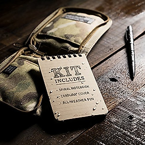 Rite in the Rain Weatherproof 3" x 5" Top-Spiral Notebook Kit: MultiCam CORDURA Fabric Cover, 3" x 5" Tan Notebook, and Weatherproof Pen (No. 935M-KIT)