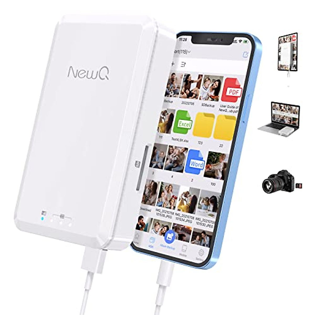 NEWQ Hard Drive for Phone Computer: 2 TB Photo Stick Portable Storage Device External HDD USB Flash for iPhone & iPad & Android Cellphone Backup Picture | Photo | Video | Data (2TB)