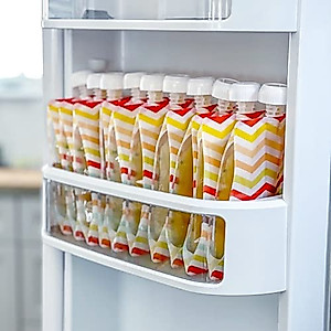 Sage Spoonfuls Reusable Baby Food Pouches - 6 Pack, Baby Food Storage, Pouches Toddler, Refillable Squeeze Pouch for Kids (Chevron), Dishwasher and Freezer Safe, BPA Free