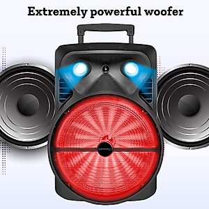 1600 Watts Bluetooth Speaker with Tripod, Wired Microphone & Remote Control | Rechargeable 15" Two Way Bluetooth DJ Light Speaker Package with USB SD Card inputs by Technical Pro