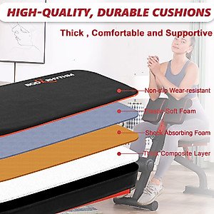 BODY RHYTHM Compact Adjustable Weighted Bench for Full Strength Training, Ab/Back Hyper Roman Chair, Ab Sit up Bench, Incline Decline Flat Hyperextension Back Extension Machine (Black) (YYBR01)