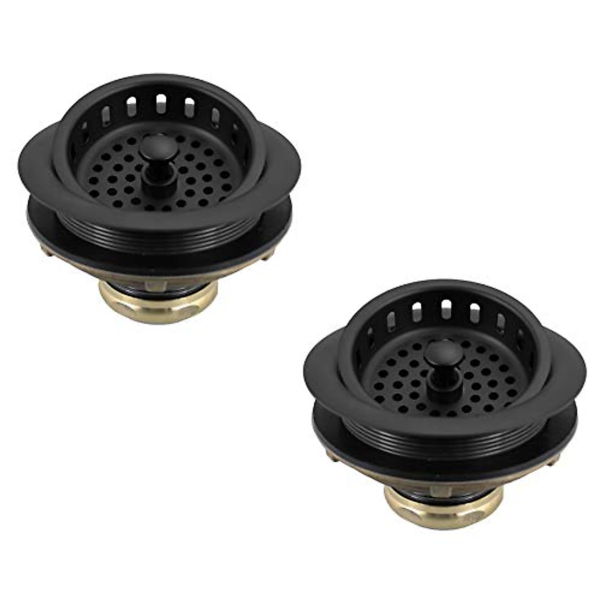 Westbrass D2145-62 3-1/2" Post Style Large Kitchen Sink Basket Strainer, Matte Black (2-Pack)