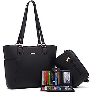 Tote Handbags for Women Purse and Wallet Set Large Shoulder Bags Crossbody Purses Satchel Black