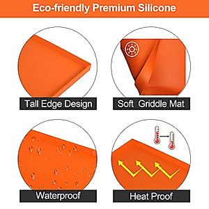 22" Griddle Mat Silicone for Blackstone, Griddle Silicone Protective Mat Cover,Heavy Duty Food Grade Silicone Grill Cover,Protect Your Grill from Rodents,Insects,Debris and Rust(Orange 22inch)