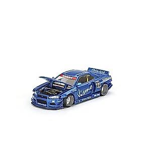 True Scale Miniatures Model Car Compatible with Nissan Skyline GT-R (R34) Kaido Works V3 (Blue) Limited Edition 1/64 Diecast Model Car Kaido House KHMG055