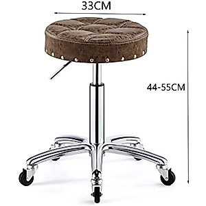NEVRAH Swivel Bar Stool Adjustable Rolling Stool Chair Work Stool On Wheels PU Lifting Stool Beauty Salon Studio Office Task Chair Thickened Cushion (Color : B, Size : 33 * 44-55CM)