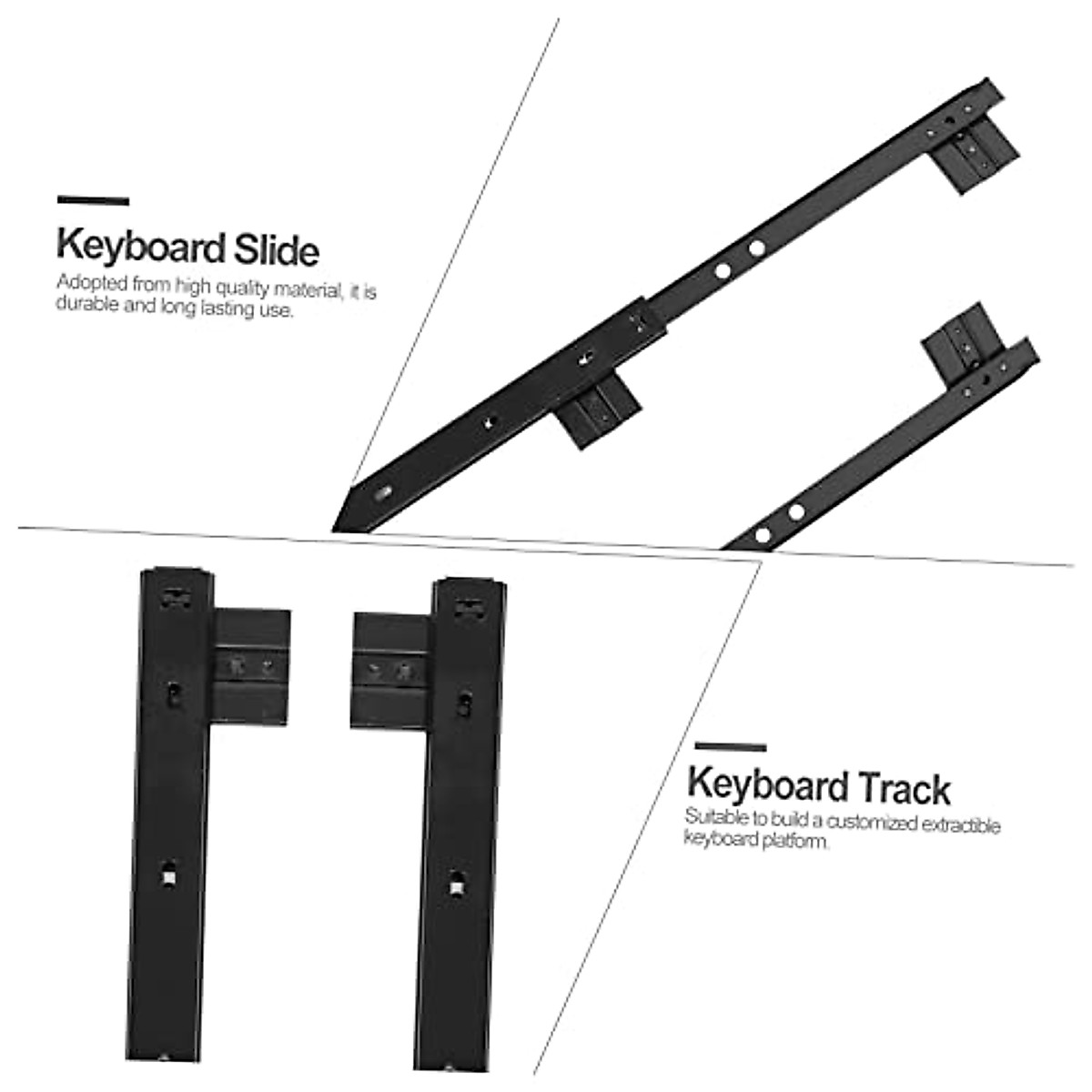 STOBOK 4 Pairs Furniture Track Cabinet Kitchen Rack Full Slide-Out for Rails Slide Mount Heavy Hardware Drawer Pull Tray Computer Under Slider Strong Desk Steel Durable Keyboard Inches