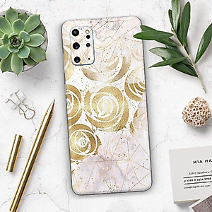 DesignSkinz Karamfila Watercolor & Gold V14 Protective Vinyl Decal Wrap Skin Cover Compatible with The Samsung Galaxy S20 (Screen Trim & Back Glass Skin)