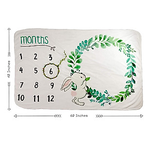 Achilles Axis Baby Milestone Blanket - Organic Soft Plush Fleece Unisex Design - Large 60 in x 40 in - Flower Photography Background Prop Included