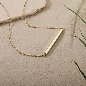 S.Leaf Choker Necklace for Women Gold Plated Necklace Bar Necklace for Women Sterling Silver Dainty Gold Necklace for Women(01_Horizontal_Gold)