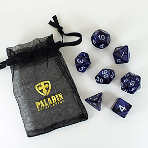 Blue Pearl RPG Dice - Full Polyhedral Set - 'Nightfall'