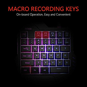 RedThunder One Handed Gaming Keyboard RGB Backlit 35 Keys Portable Mini Gaming Keypad Ergonomic Game Controller for PC Gamer