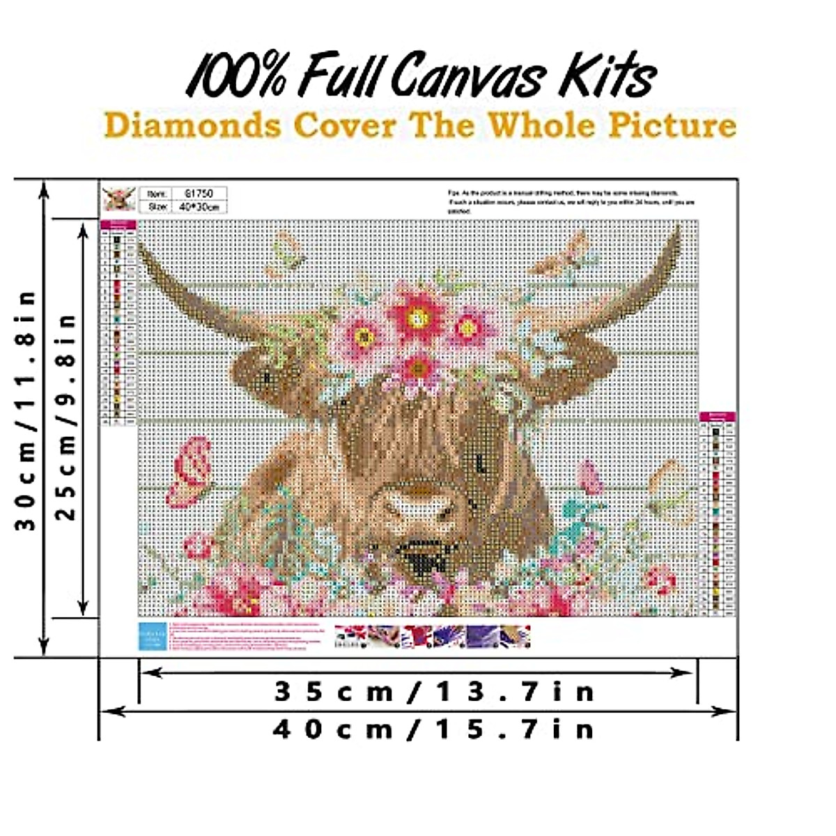 Nzhidey Diamond Painting Kits - Cow Diamond Art for Adults Kids Beginners, 5D Diamond Painting Cow for Gift Home Wall Decor(16 x 12 inch)