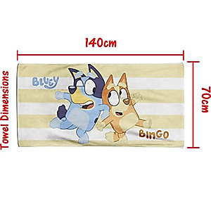 Bluey Bingo Stripe Beach Towel Kids Swim Bath Holiday Children Bath Towels Tv Show Gift for Boys Girls 70 x 140 cm