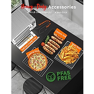 Nuwave Bravo XL Pro Air Fryer Toaster Oven with Grill Combo, 2024 New Ultra-Fast Convection System, 35% Crispier, 2X More Even, 142 Presets, 50-500F, Smarter Probe, PFAS Free, 30QT, Stainless Steel