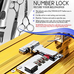 Ver Beauty Professional New Barber Case for Barber Hair Stylist Clippers Trimmers Scissors Blades Guards Shears Portable Organizer Barber Case