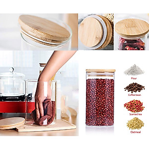 Sohapy Airtight Food Storage Containers Jar Set Cereal Container with Airtight Seal Bamboo Lid Food Organization Sets Cookies Jar Cylinder for Pantry Kitchen Coffee Flour and More Container (3)