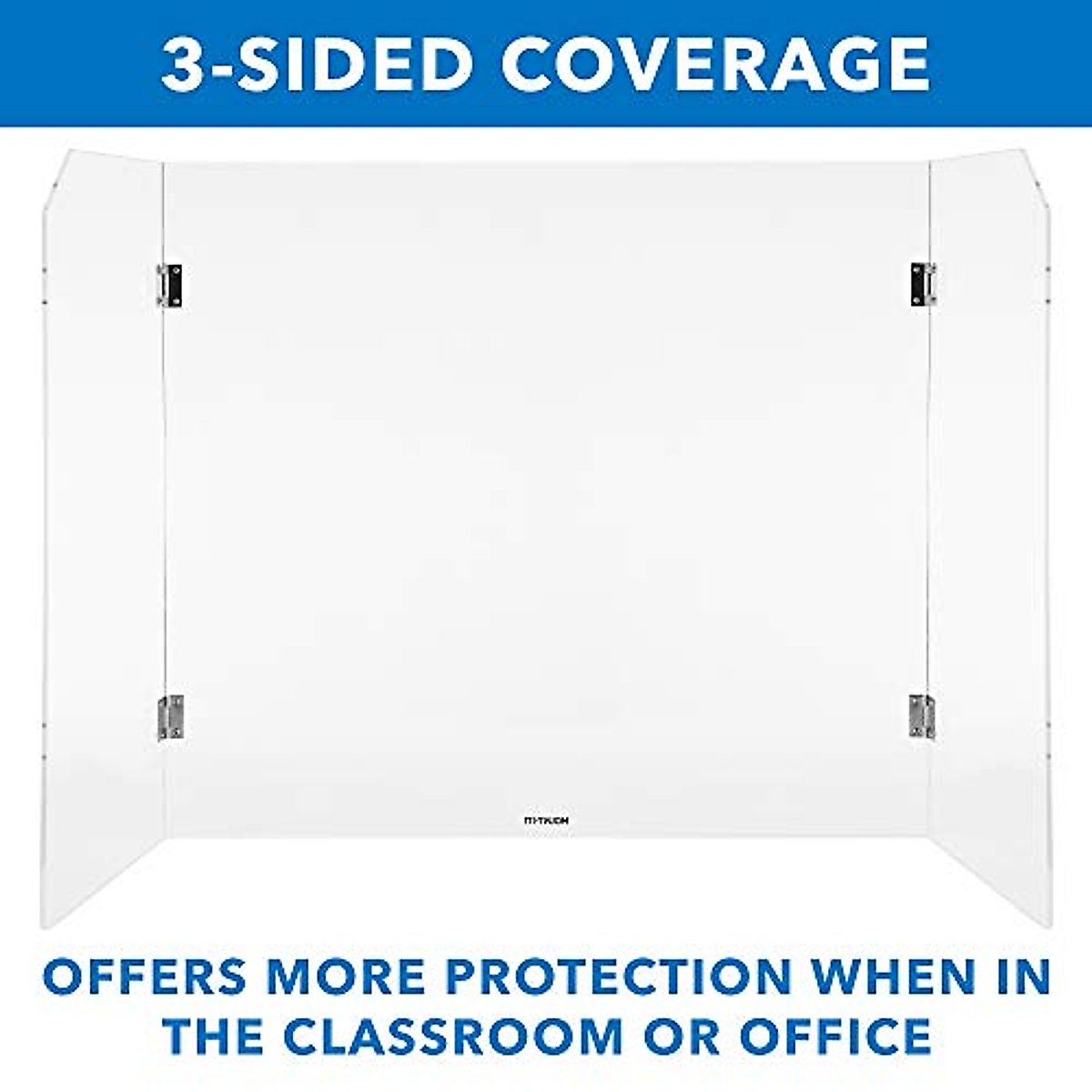 Mount-It! Acrylic Protective Sneeze Guard 27.6" x 19.7" x 25.6" | Foldable Clear Plexiglass Personal Protection Shield and Partition | Three Size Coverage
