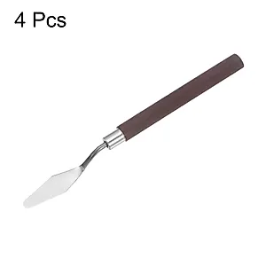 HARFINGTON 4pcs No.5 Palette Knives 14mm Width Stainless Steel Small Pointy Spatula Painting Pallet Knife with Wood Handle for Oil Acrylic Canvas Mixing Spreading, Red