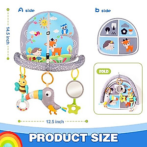 Koty Rear Facing Car Seat Toy, Baby Kick & Play Activity Center, Car Seat Activity Arch with Music, Mirror and Rattle Toys for Children, Developmental Toys for Babies, Travel Toddler Toys (Toucan)