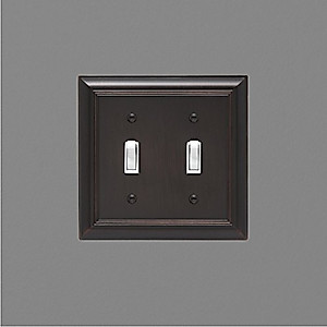 Amazon Basics Double Toggle Light Switch Wall Plate, Oil Rubbed Bronze, Set of 2