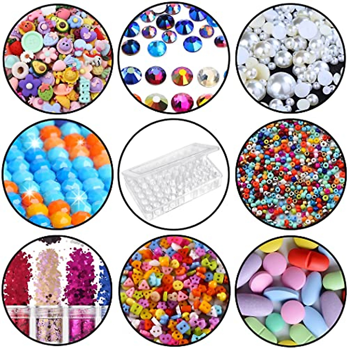 Notgia 2packs 60 Grids Bead Organizer and Storage Diamond Painting Containers Portable Plastic Case Box Arts Crafts Storage for Seeds Beads Sewing Cosmetic Nail Glitter Powder Small Parts Rhinestones