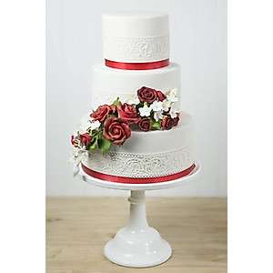 Global Sugar Art Tea Rose Sugar Cake Flowers, Red With Green Calyx, Medium, Wired 1.75 inch, 12 Count by Chef Alan Tetreault