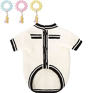 CRIDENG Button Up Cozy Girls Doggie Coats Winter Coat Cold Weather Easy on Pullover White M