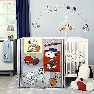 Bedtime Originals 3 Piece Snoopy Sports Bedding Set Blue