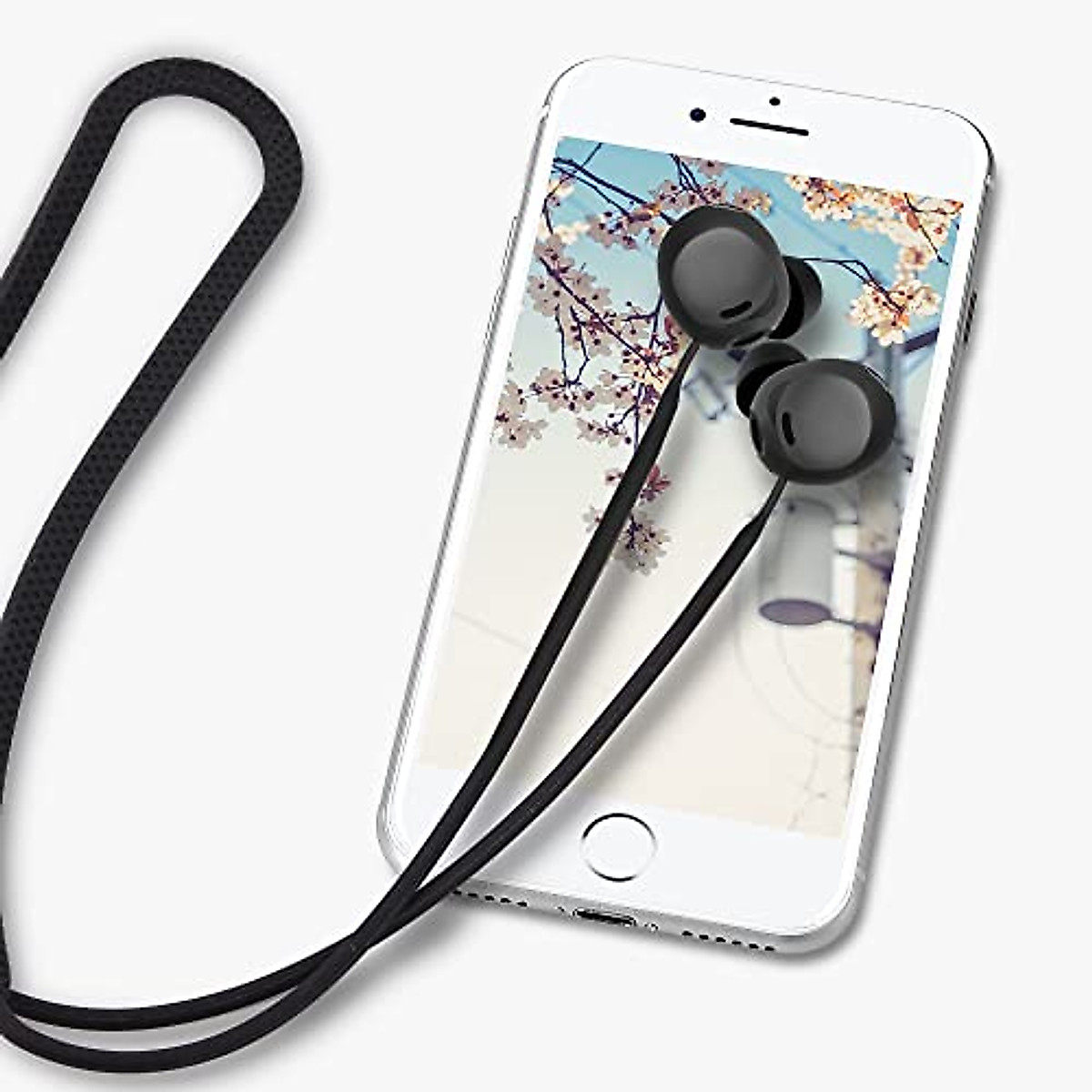 kwmobile Strap Compatible with Google Pixel Buds Pro - Silicone Cord Holder for Wireless Earphones - Black