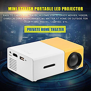 Mini Projector Full HD 1080P LED Projector Home Cinema Theater Indoor/Outdoor Movie Projectors Pocket Projector for Party & Camping Compatible with Laptop/PC/Smartphone/HDMI/VGA/USB/AV(White + Yellow)