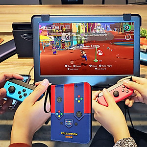 Dmoicols Game Card Binder Compatible with Nintendo Switch &OLED&Lite Model,PS Vita Cartridge Case,SD Memory Card Storage Holder with Sleeves,Card Collection Book holds up to 200 Cards(Red+Blue)