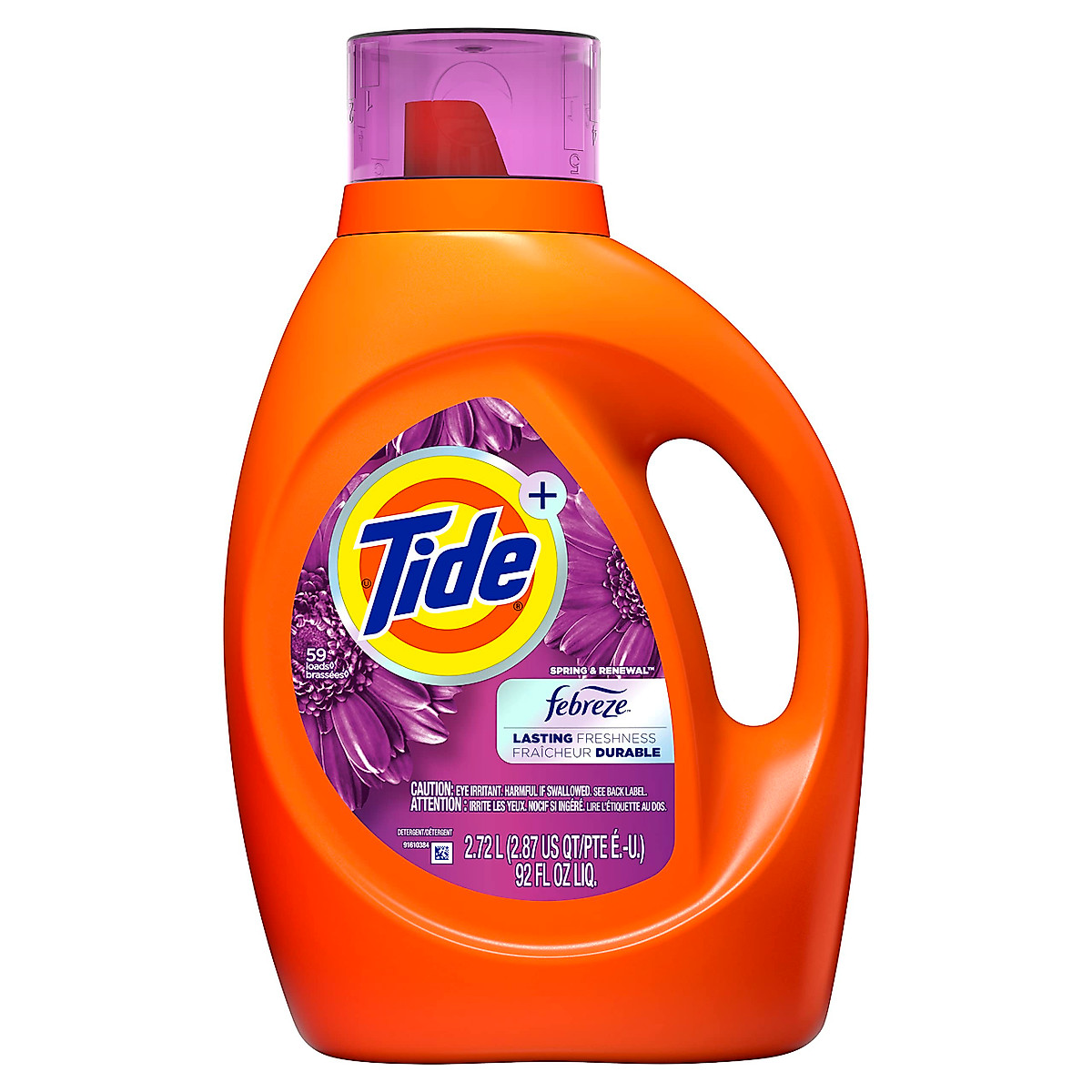 Tide Plus Febreze Freshness Spring & Renewal HE Turbo Clean Liquid Laundry Detergent, 92 fl oz, 59 Loads