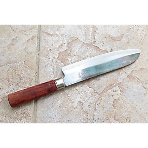 Crude - 7 Inch Japanese Santoku Chef Knife, Carbon Steel, Forged !