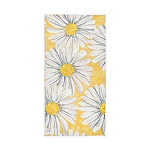 susiyo Watercolor Floral Daisy Flowers Hand Towels Luxury Print Bathroom Towel Highly Absorbent Extra Soft Fingertip Towels Multipurpose Towels for Yoga Gym Spa Hotel Bathroom (30 x 15 inch)