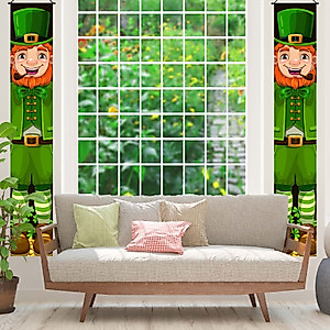 FARMNALL St Patricks Day Porch Banner Green Gnome Front Door Sign Shamrock Four Leaf Lucky Clover Wall Hanging Decorations and Supplies for Home Office Farmhouse Holiday Decor