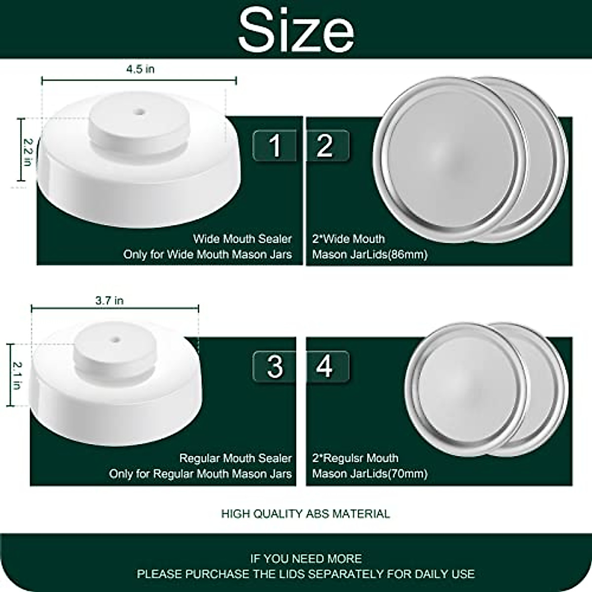 Electric Mason Jar Vacuum Sealer - Food Vacuum Saver Can Sealer Jar Seal Pump Kit Accessories for Wide and Regular Mouth Mason Jars Compatible with FoodSaver Vacuum Canning Sealer Machine Attachment